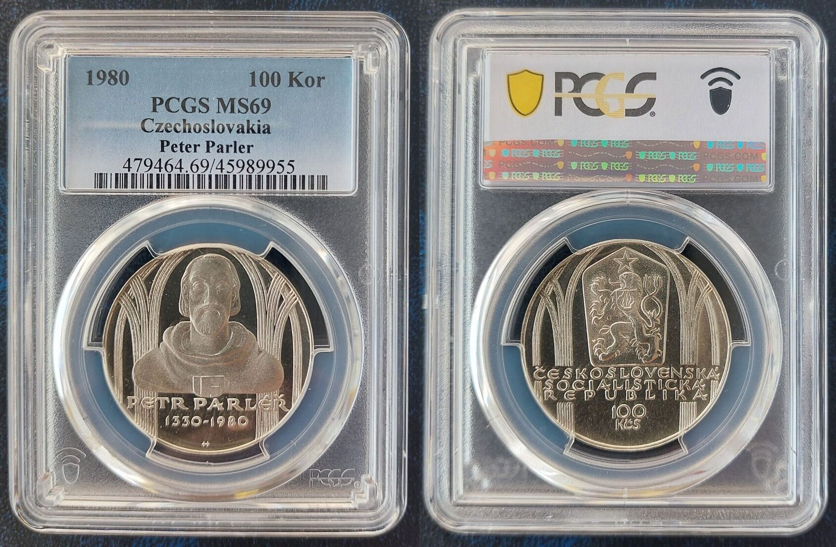 100 KORUN 1980 CZECHOSLOVAKIA SILVER UNC COIN KM#100 PETR PARLER PCGS ...