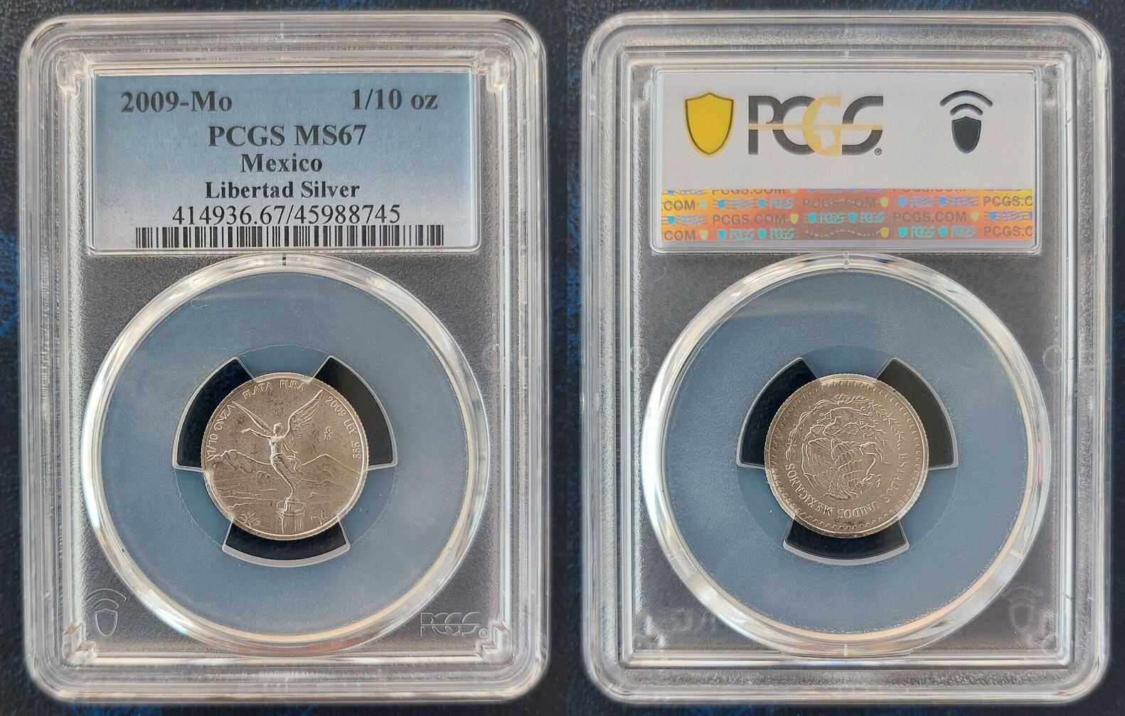 1/10 ONZA 2009 MEXICO SILVER UNC COIN YEAR KM#610 PCGS GRADING MS67 ...