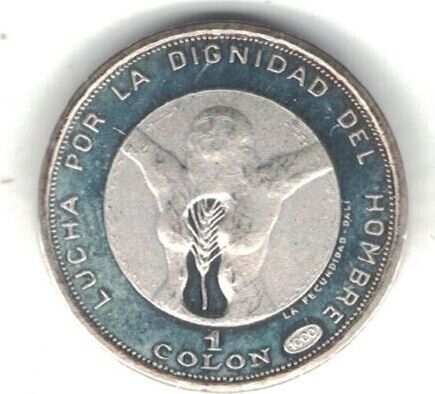 1 COLON 1971 EL SALVADOR SILVER PROOF COIN YEAR KM#141 150th ANNI ...