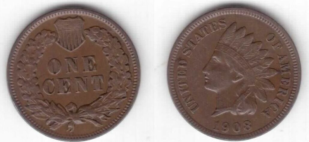 1 CENT 1908 USA UNITED STATES – RARE BRONZE COIN YEAR INDIAN HEAD KM ...
