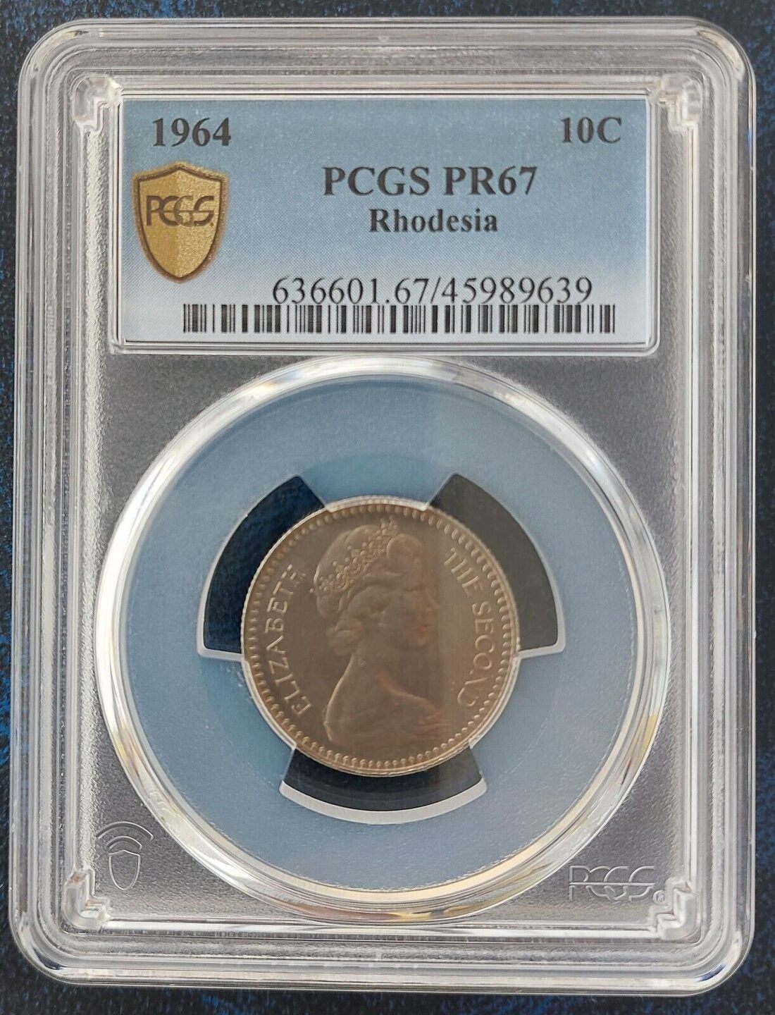 1 SHILLING 1964 RHODESIA 10 CENTS PROOF COIN YEAR KM#2 PCGS GRADING ...