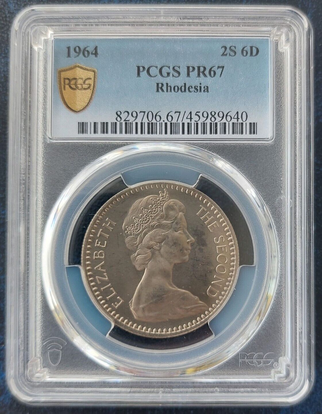 2,5 SHILLINGS 1964 RHODESIA 25 CENTS PROOF COIN YEAR KM#4 PCGS PR67 TOP ...