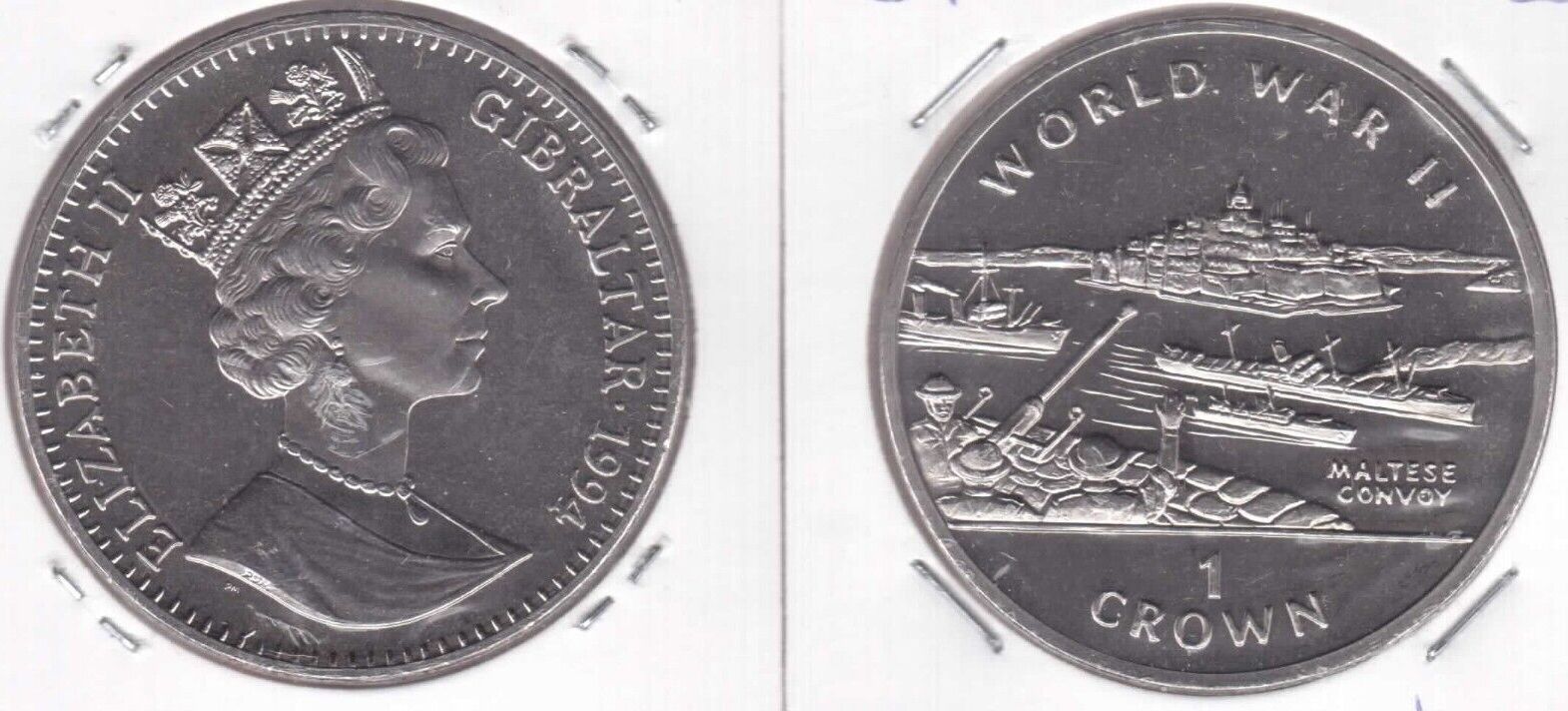 1 CROWN 1994 GIBRALTAR UNC COIN YEAR KM#259 WORLD WAR MALTESE CONVOY ...