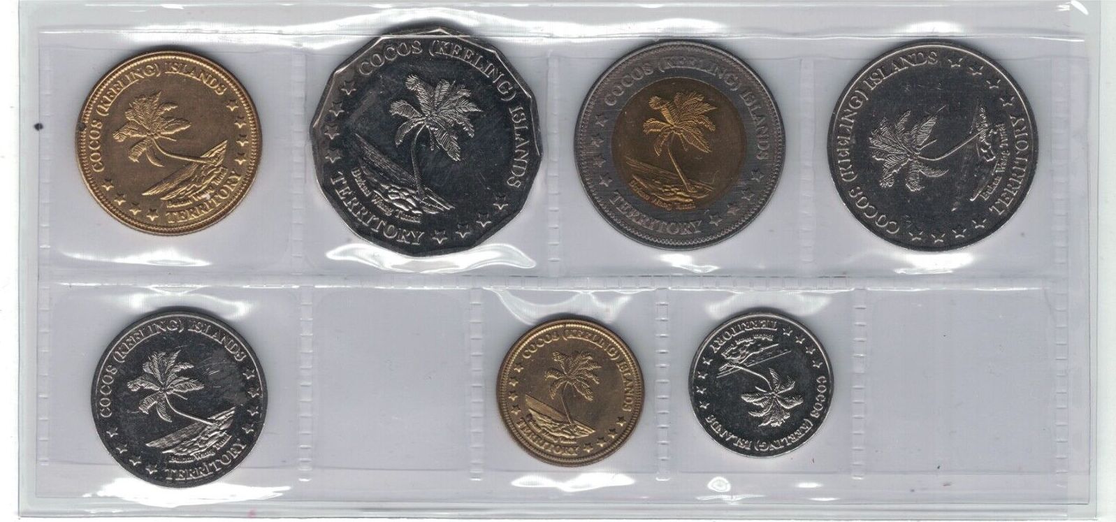 2004 KEELING COCOS ISLANDS 7 DIF UNC COINS SET 0.05 - 5$ YEAR BIRD FISH ...