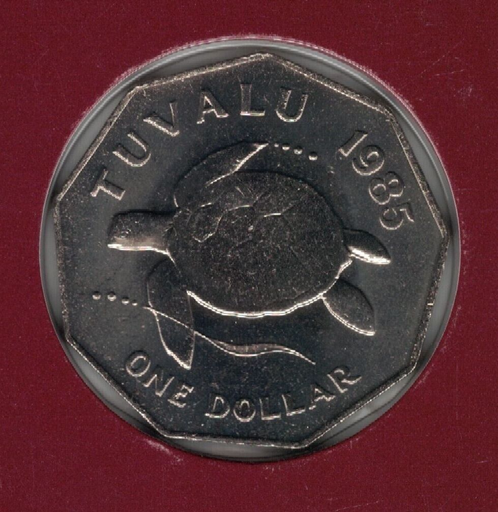 1985 TUVALU 1$ UNC COIN YEAR KM#7 TURTLE | MA-Shops