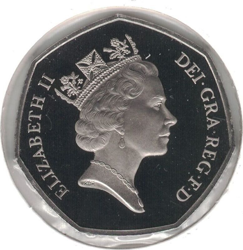 50 PENCE 1992 UK UNITED KINGDOM PROOF COIN 1993 YEAR KM#963 DUAL DATE ...