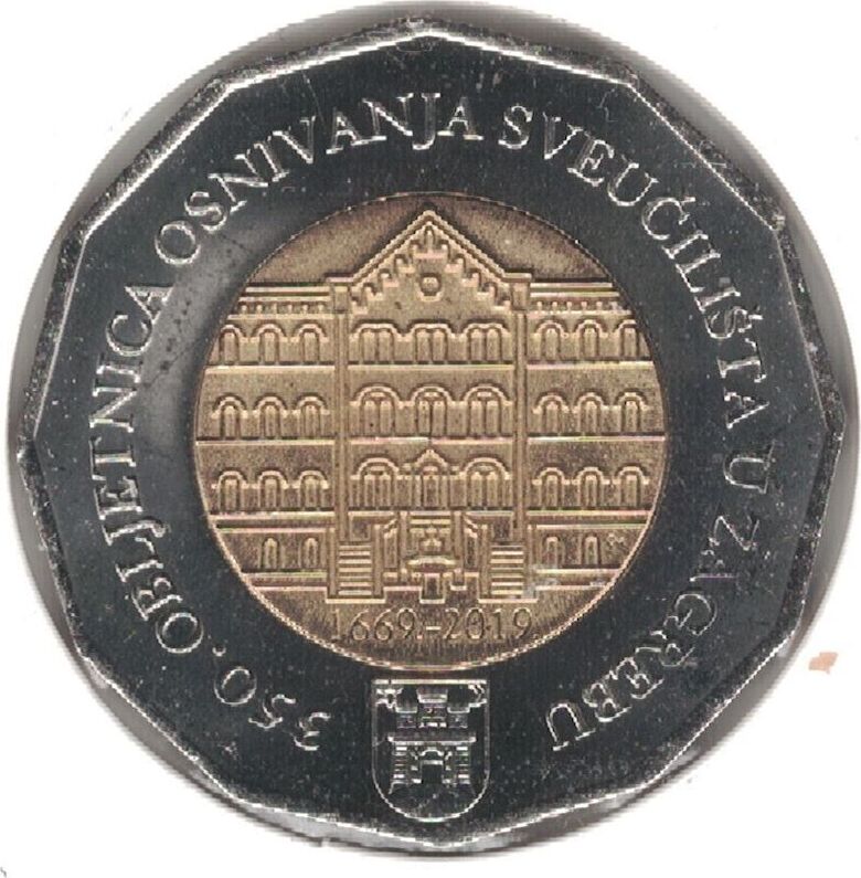 25 KUNA 2019 CROATIA BIMETAL UNC COIN YEAR ZAGREB UNIVERSITY | MA-Shops