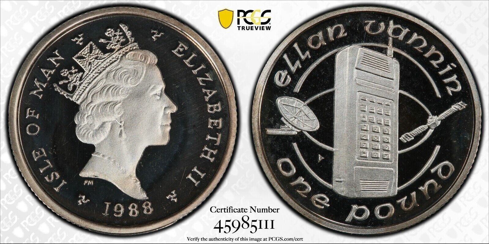 1 POUND 1988 ISLE OF MAN SILVER PROOF COIN KM#213a PCGS PR68 MOBILE TOP ...