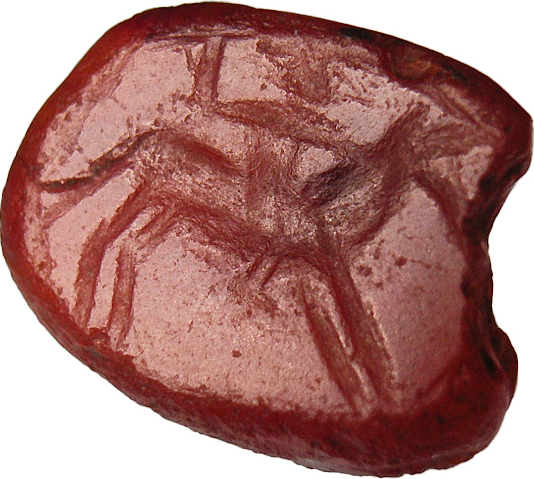 Ägyptischer Skarabäus Schmuckanhänger mit Reiter Verzierung aus Karneol ...