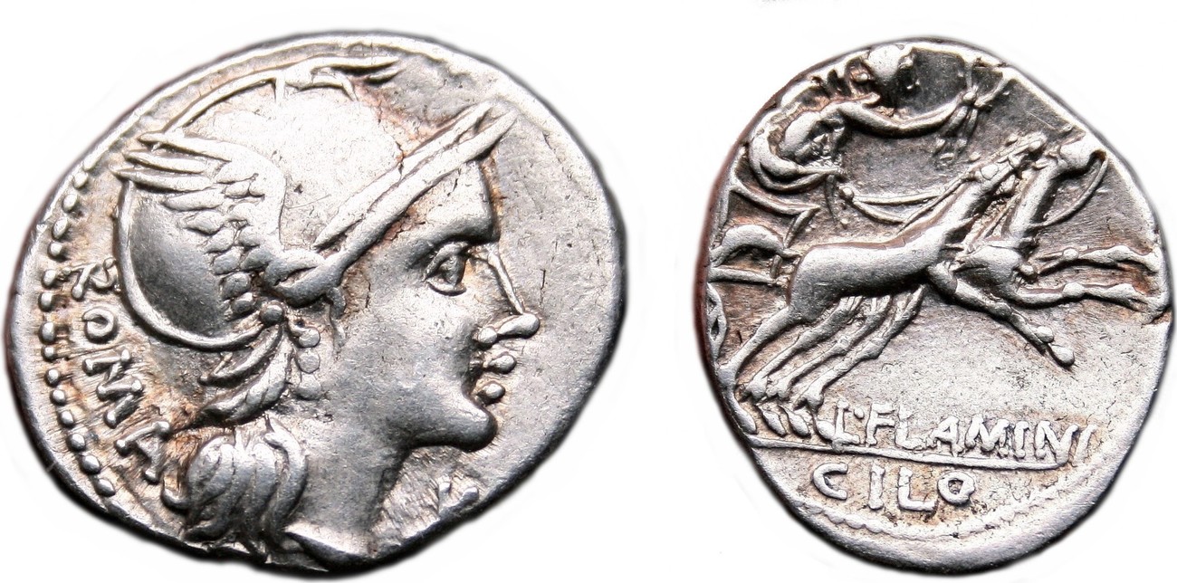 Roman Republic 109-108 BC. L. Flaminius Cilo AR Denarius. EF/EF ...
