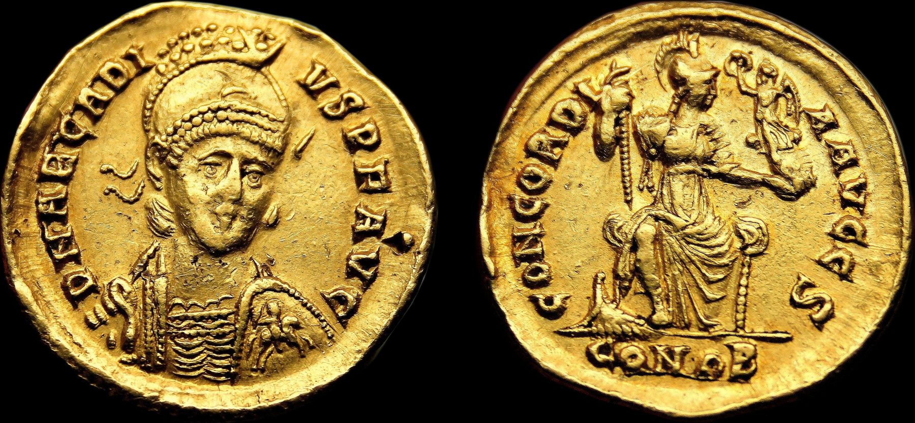 Roman Empire AD 395-400 ARCADIUS AU Solidus. EF-. Constantinopolis mint ...