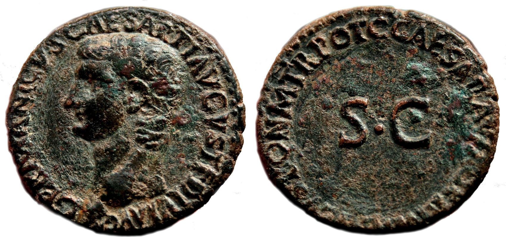 Roman Empire AD 37-38 GERMANICUS AE As. EF-. Bust to left. Large SC ...