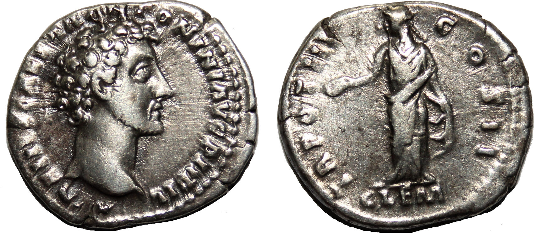 Roman Empire MARCUS AURELIUS (as Caesar) AR Denarius. EF-/VF+. Clemency ...