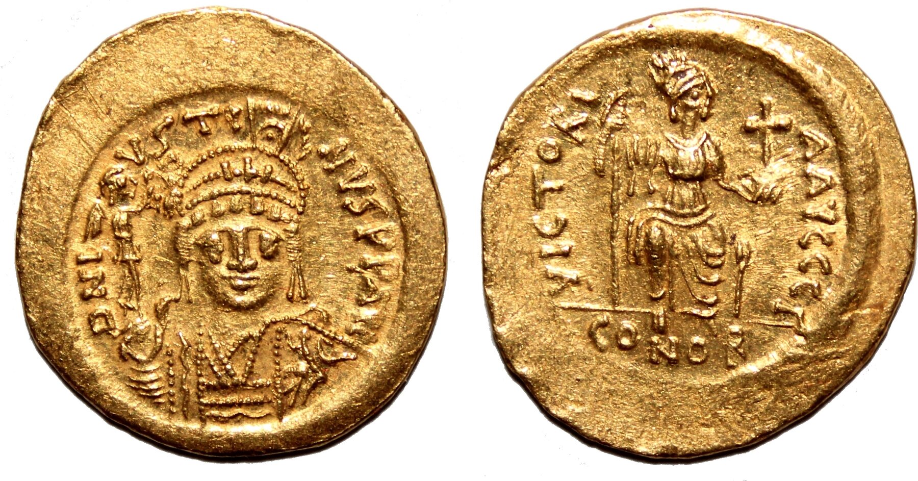 Byzantine Empire JUSTIN II AU Solidus. EF. Constantinople mint. AD 565 ...