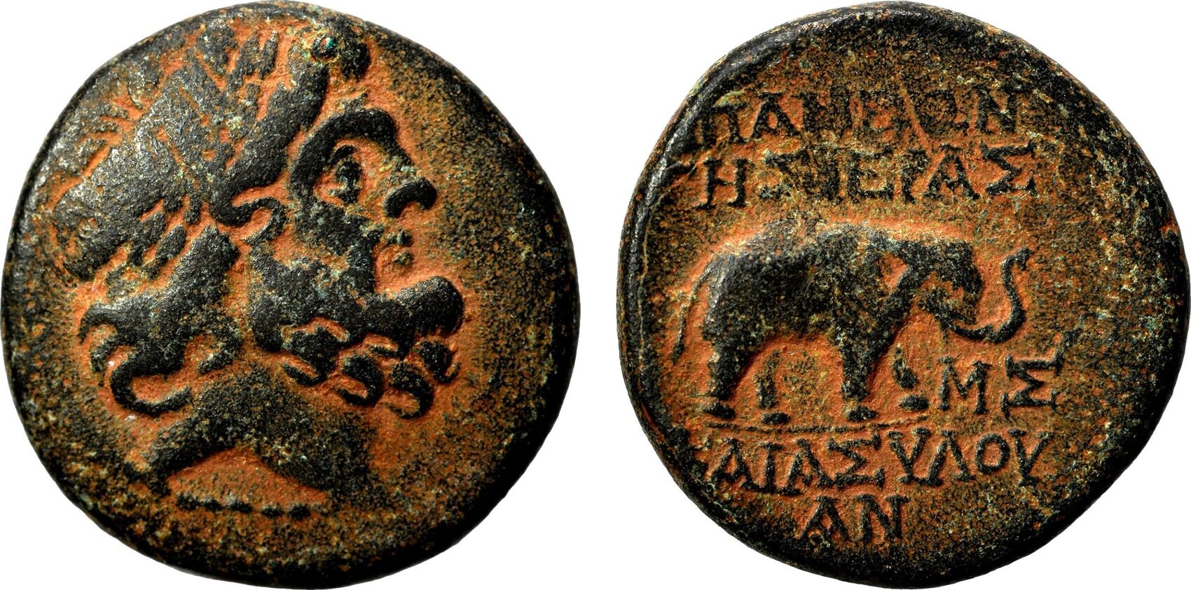Greek APAMEIA (Syria) AE22. VF+. 73/2 BC. Zeus - Elephant. | MA-Shops