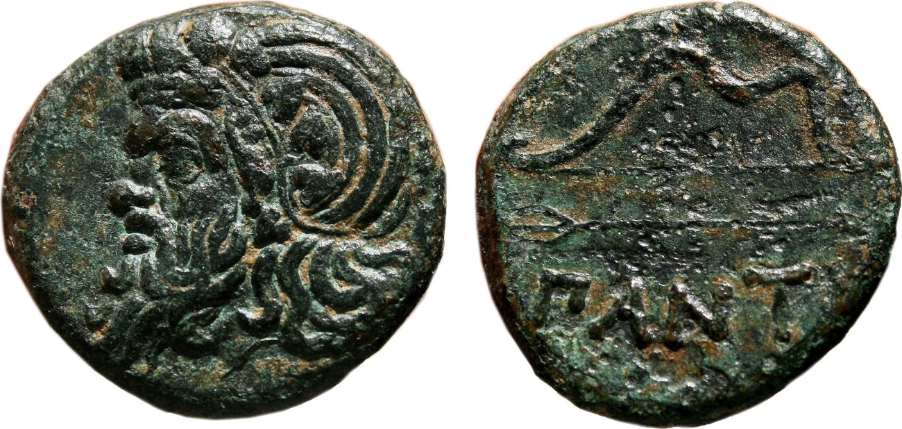 Greek Cir 340-325 BC PANTIKAPAION (Bosphorus) AE26. EF/EF-. Satyr - Bow ...