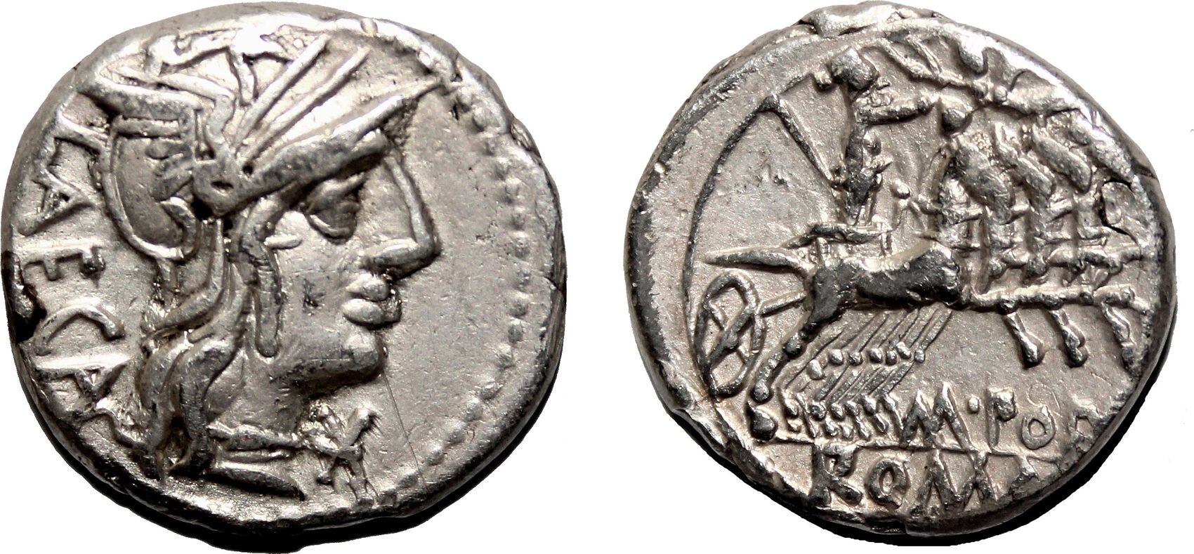 Roman Republic M. Porcius Laeca AR Denarius. EF-. 125 BC, Rome mint ...