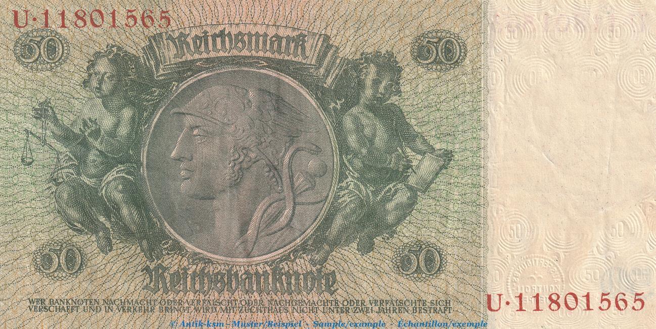 Großdeutsches Reich 1933 - 1945 50 Mark Schein, -F2- q bis u ...