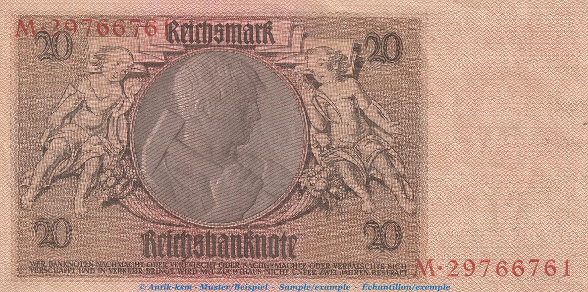 Weimarer Republik - Reichsbank 20 Mark Schein, -D- L bis p ...