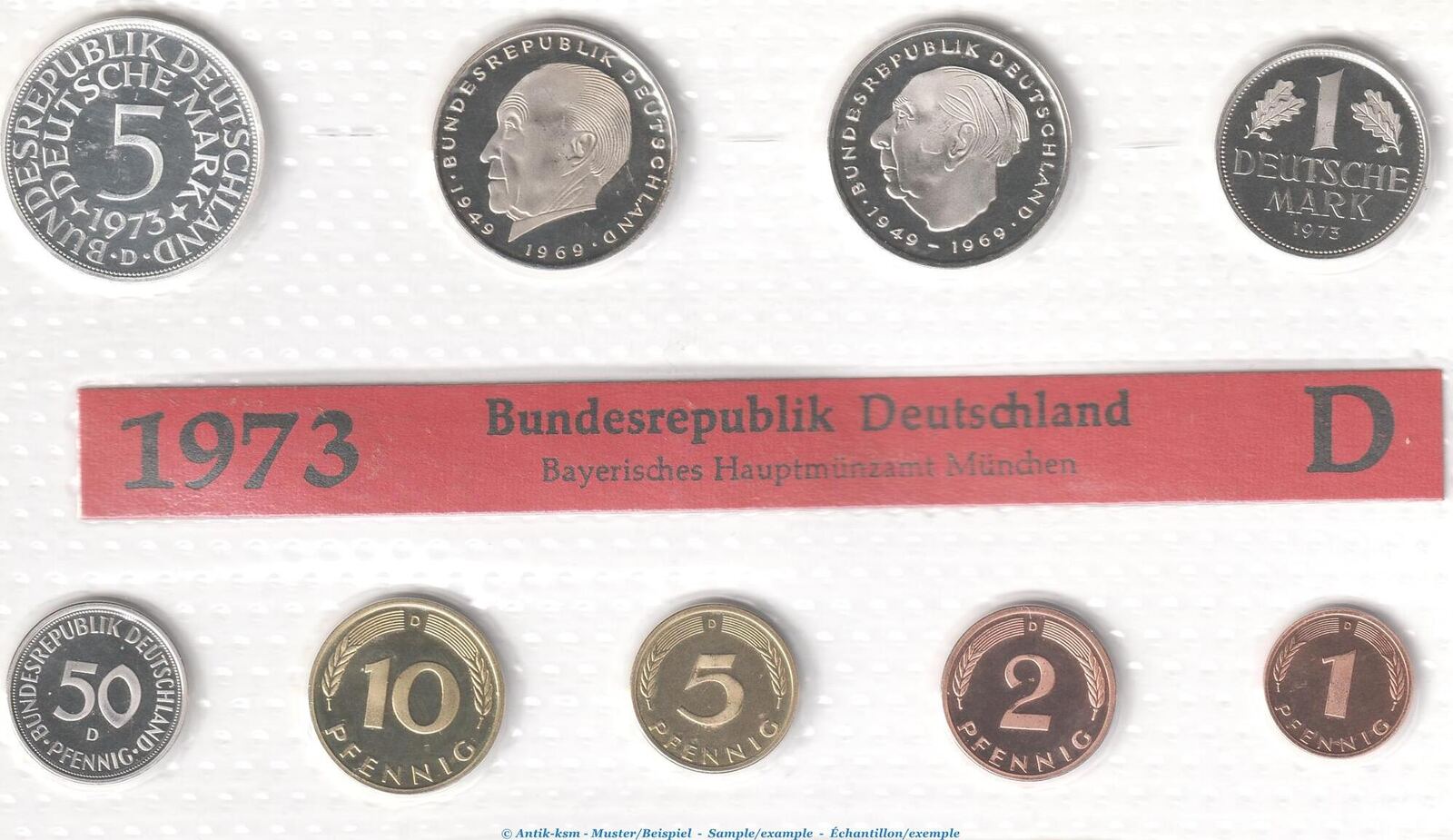 10,68 DM 1973 -D- Kursmünzensatz Deutschland -KMS mit 9 Münzen München ...