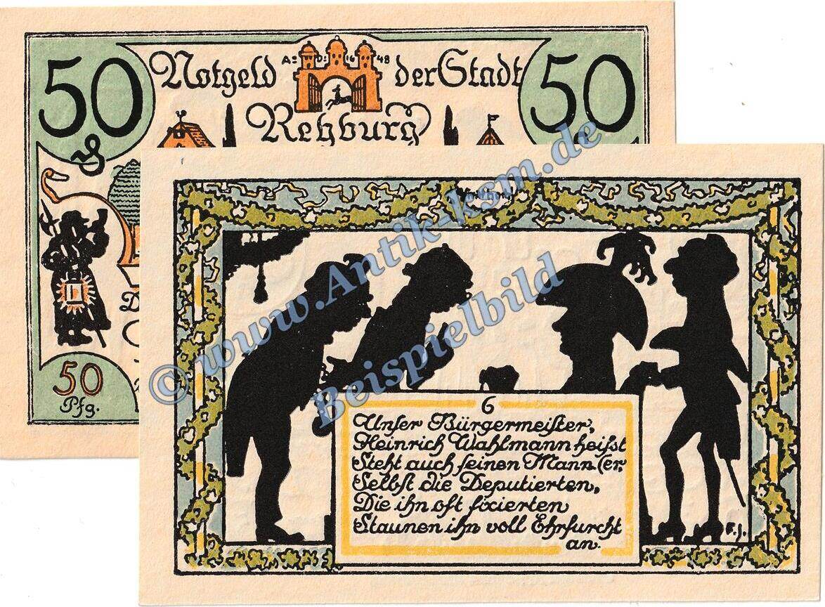 Serienscheine DE 50 Pf. Nr.6 Rehburg, Notgeld 50 Pfennig Schein Nr.6 in ...