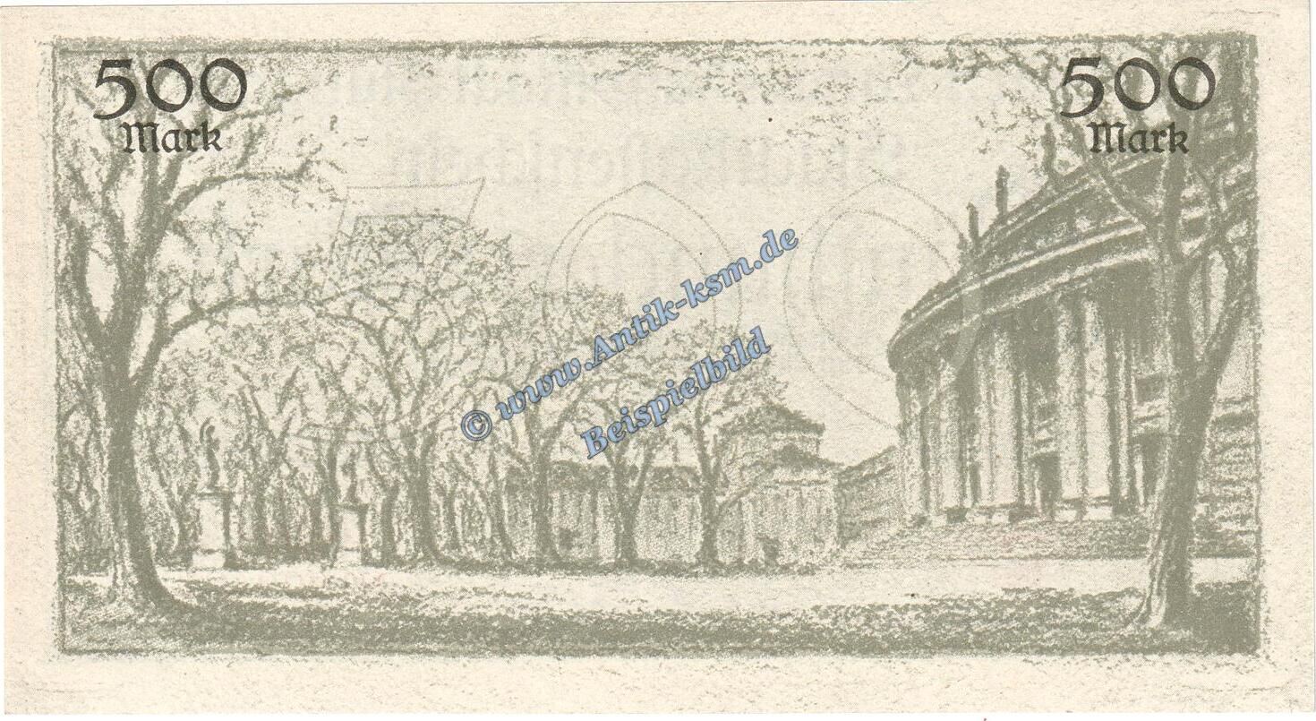 Großnotgeld 500 Mk. -grün- Stuttgart, Banknote 500 Mark Schein -grün ...