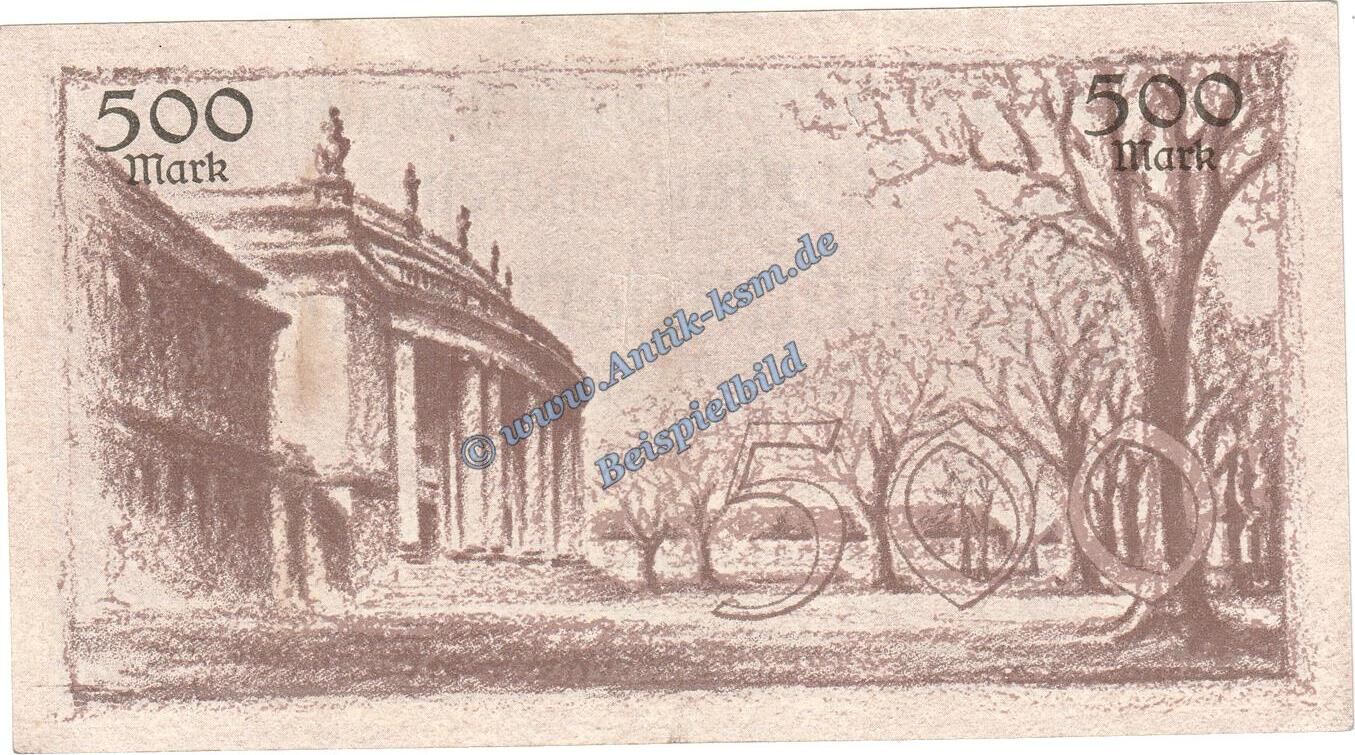 Großnotgeld 500 Mk. -braun- Stuttgart, Banknote 500 Mark Schein -braun ...