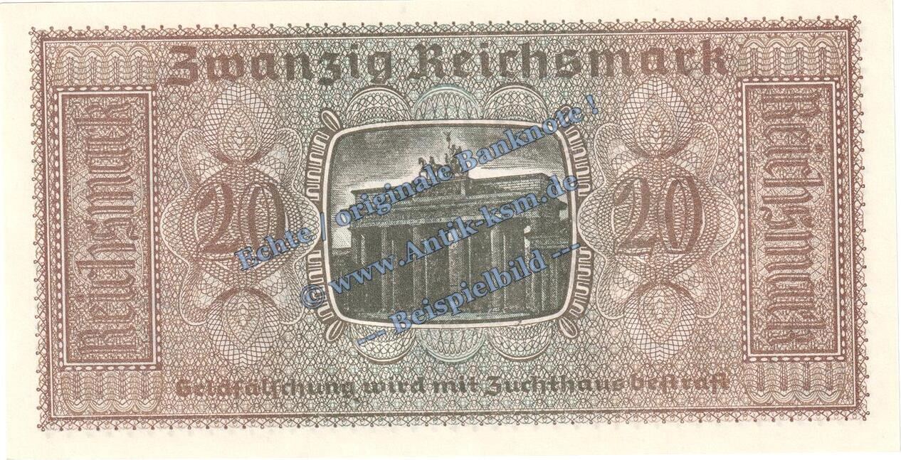 3. Reich - Reichskreditkasse 20 Mk. o.D. Banknote, 20 Reichsmark Schein ...