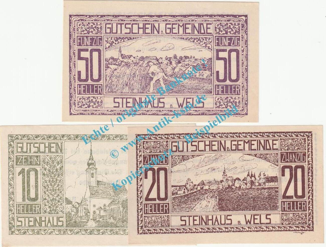 Notgeld AT 3 Scheine kpl. Steinhaus b.W. Notgeld Set mit 3 Scheinen in ...