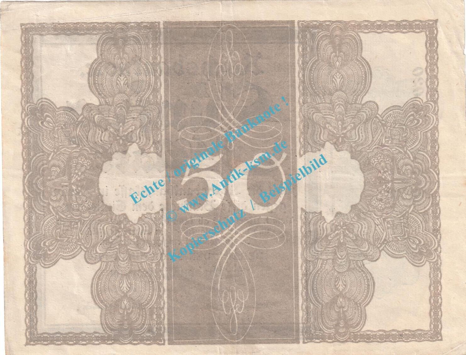Kaiserreich DE 50 Mk. 1918 Reichsbanknote, 50 Mark Schein in gbr. DEU ...