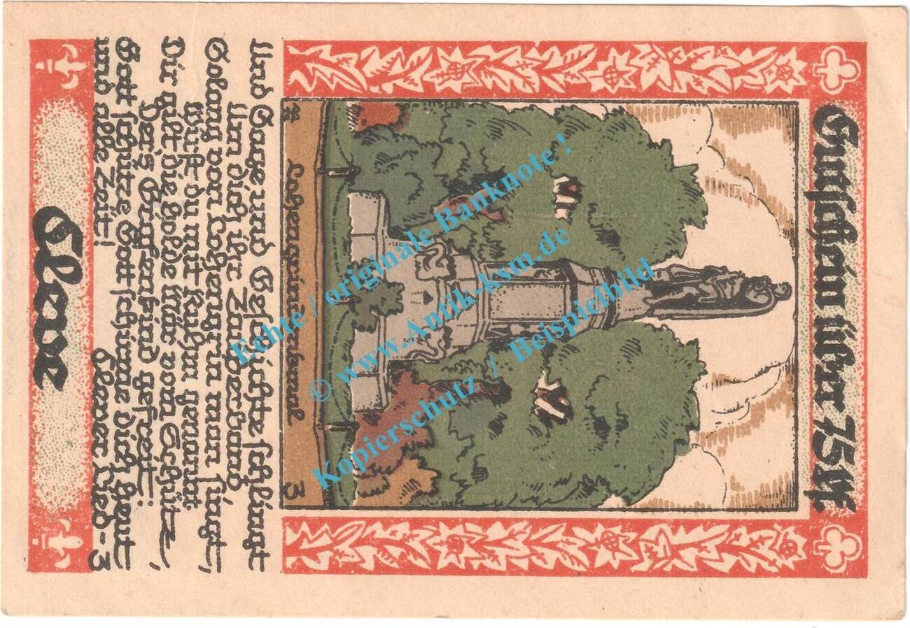 Notgeld DE 75 Pf. Nr.1 Cleve, Notgeld 75 Pfennig Schein Nr.1 in kfr. M ...