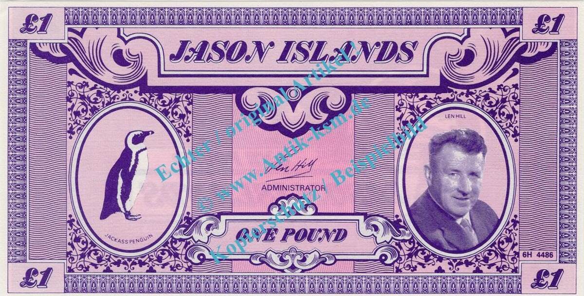 Banknote Jason Island - Falkland, 1 Pound Schein -Len Hill- ND 1979 in ...