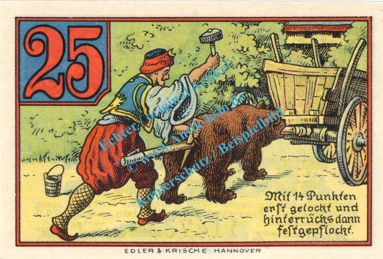 Notgeld DE 25 Pf. -Sign- Rinteln, Notgeld 25 Pfennig Schein in kfr. M-G ...