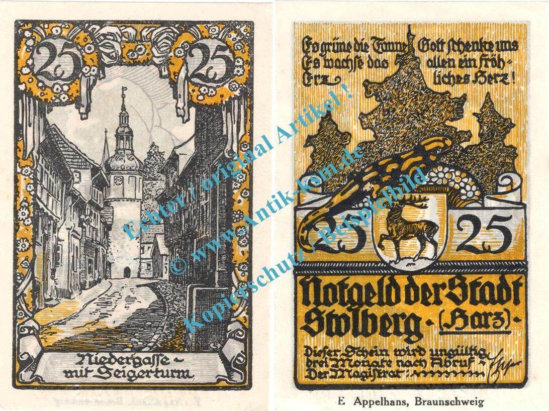 Serienscheine DE 25 Pf. -Druckfirma- o.D. Stolberg, Notgeld 25 Pfennig ...