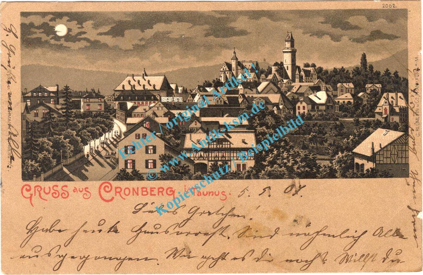 AK-PK Cronberg i. Taunus, Motiv -Stadtansicht Totale- gel. 1907, Hessen ...