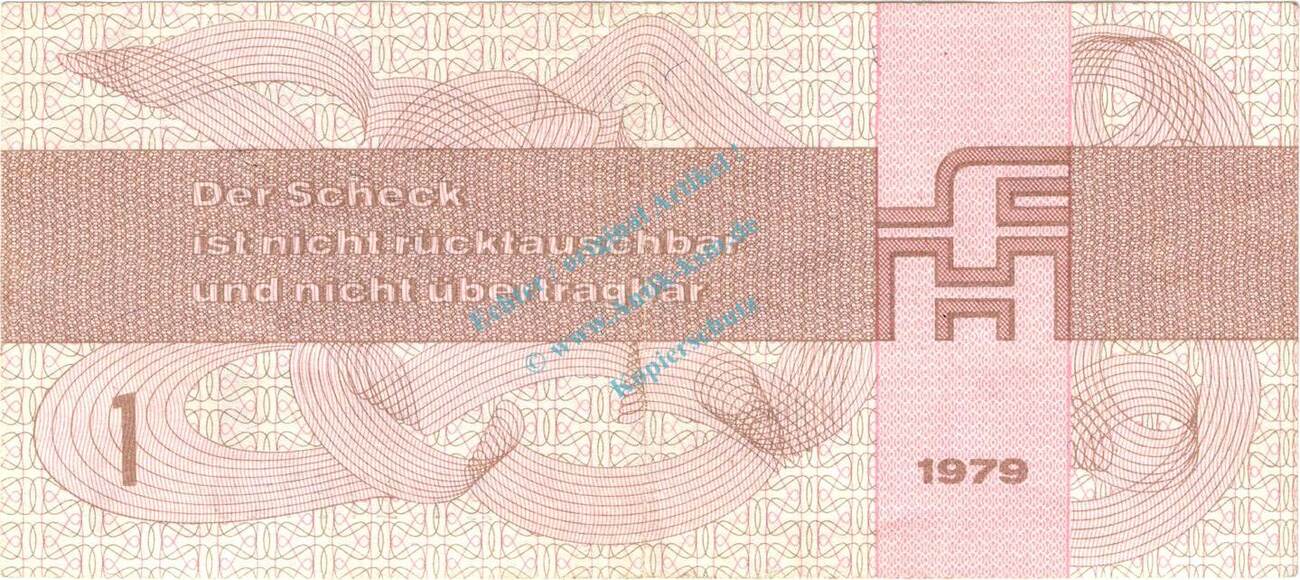 1 Mk. Banknote, 1 Mark Scheck in gbr. DDR-30, Ros.368, FX2, DDR 1979 ...