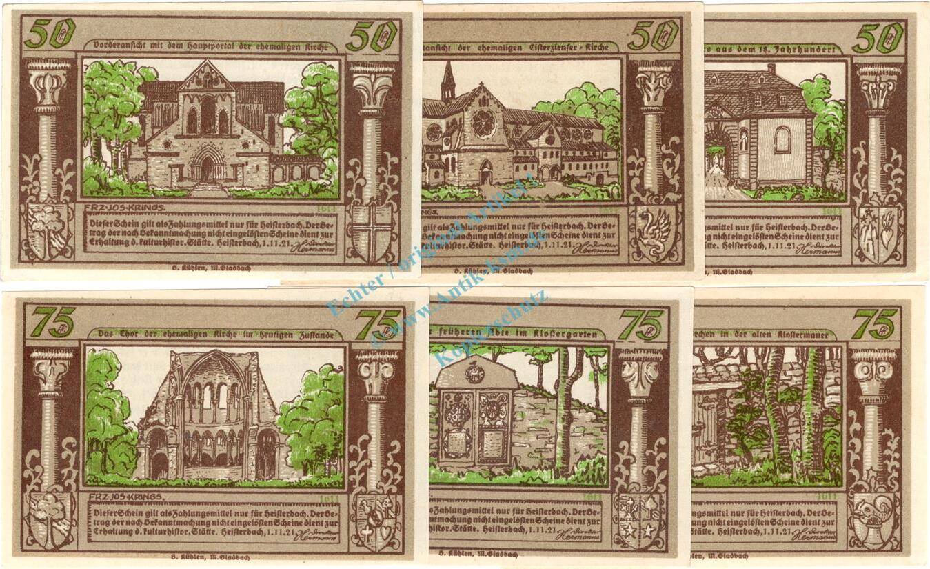 Serienscheine DE 6 Scheine kpl. -1611- Heisterbach, Notgeld Set --6 x ...