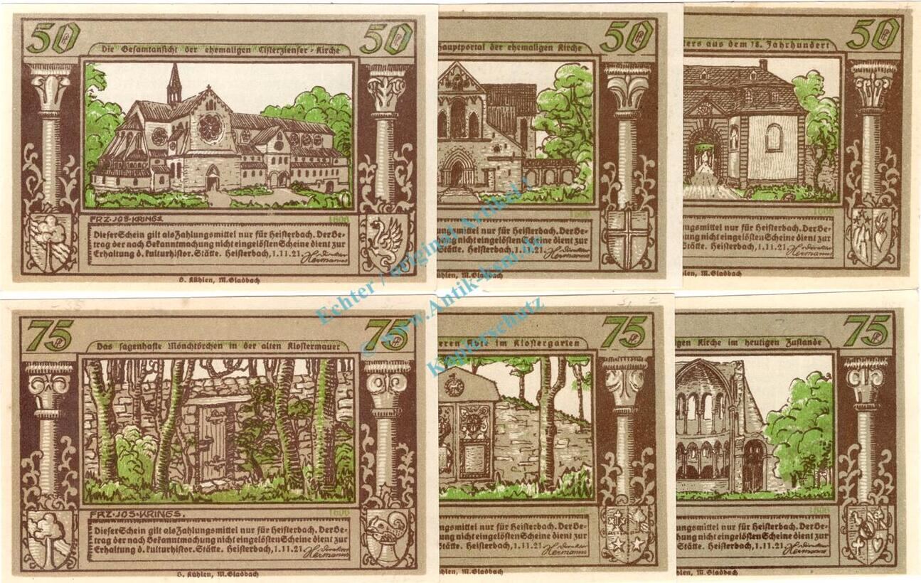 Notgeld DE 6 Scheine kpl. -1606- Heisterbach, Notgeld Set --6 x 1606 ...