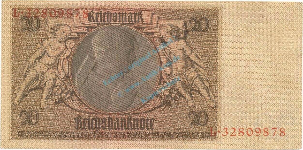 Weimarer Republik 20 Mk. -M 2- 1929 Reichsbanknote, 20 Mark Schein -M 2 ...