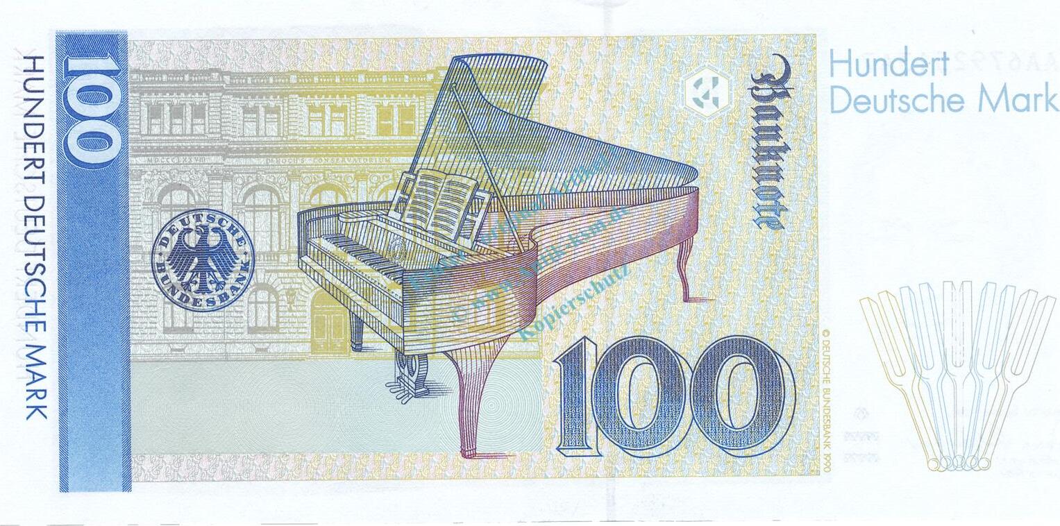 100 Mk. 100 D-Mark Schein unc-kfr 1989 BRD-38, Ros.294, P.41.a Deutsche ...