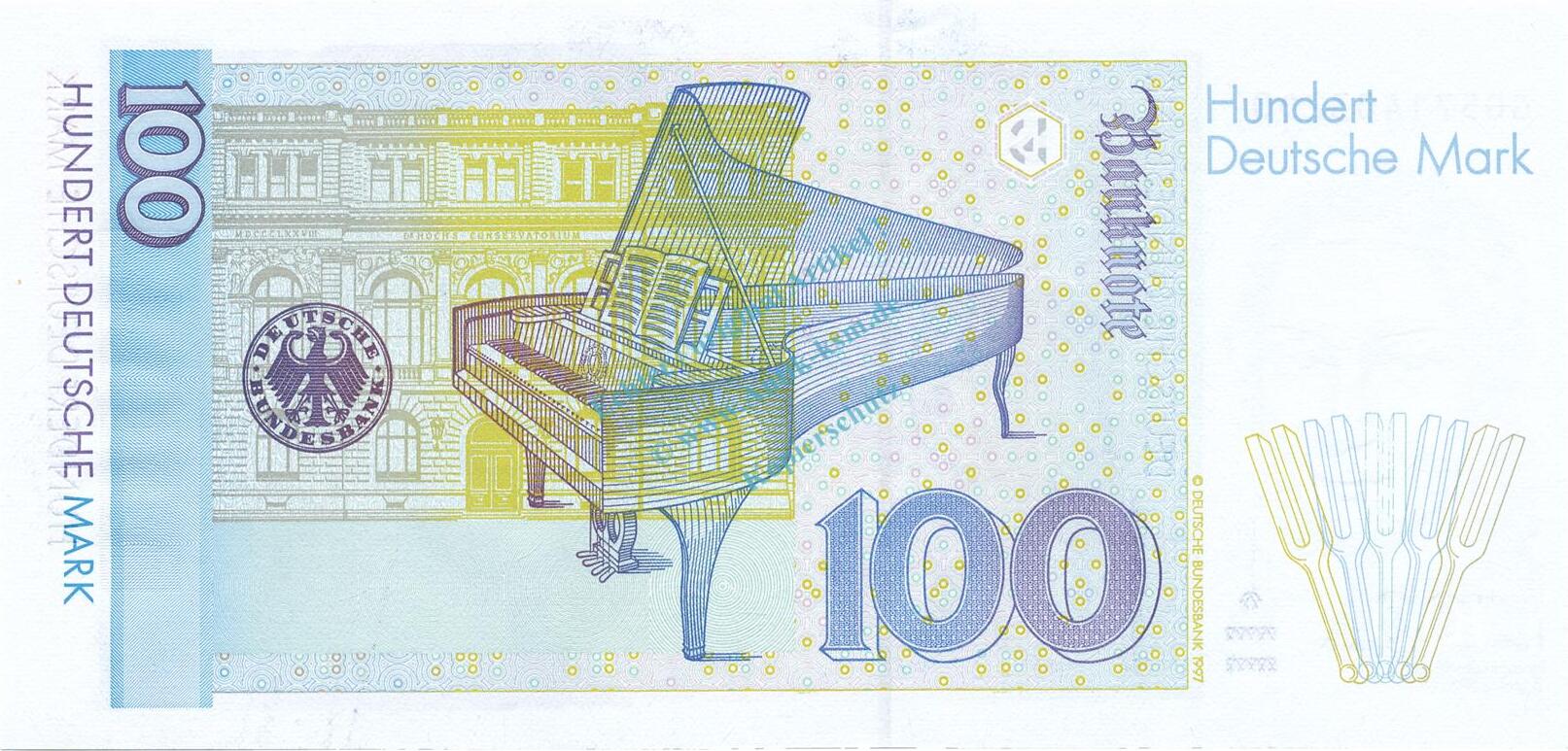 100 Mk. 100 D-Mark Schein unc-kfr 1996 BRD-54, Ros.310, P.46, Deutsche ...