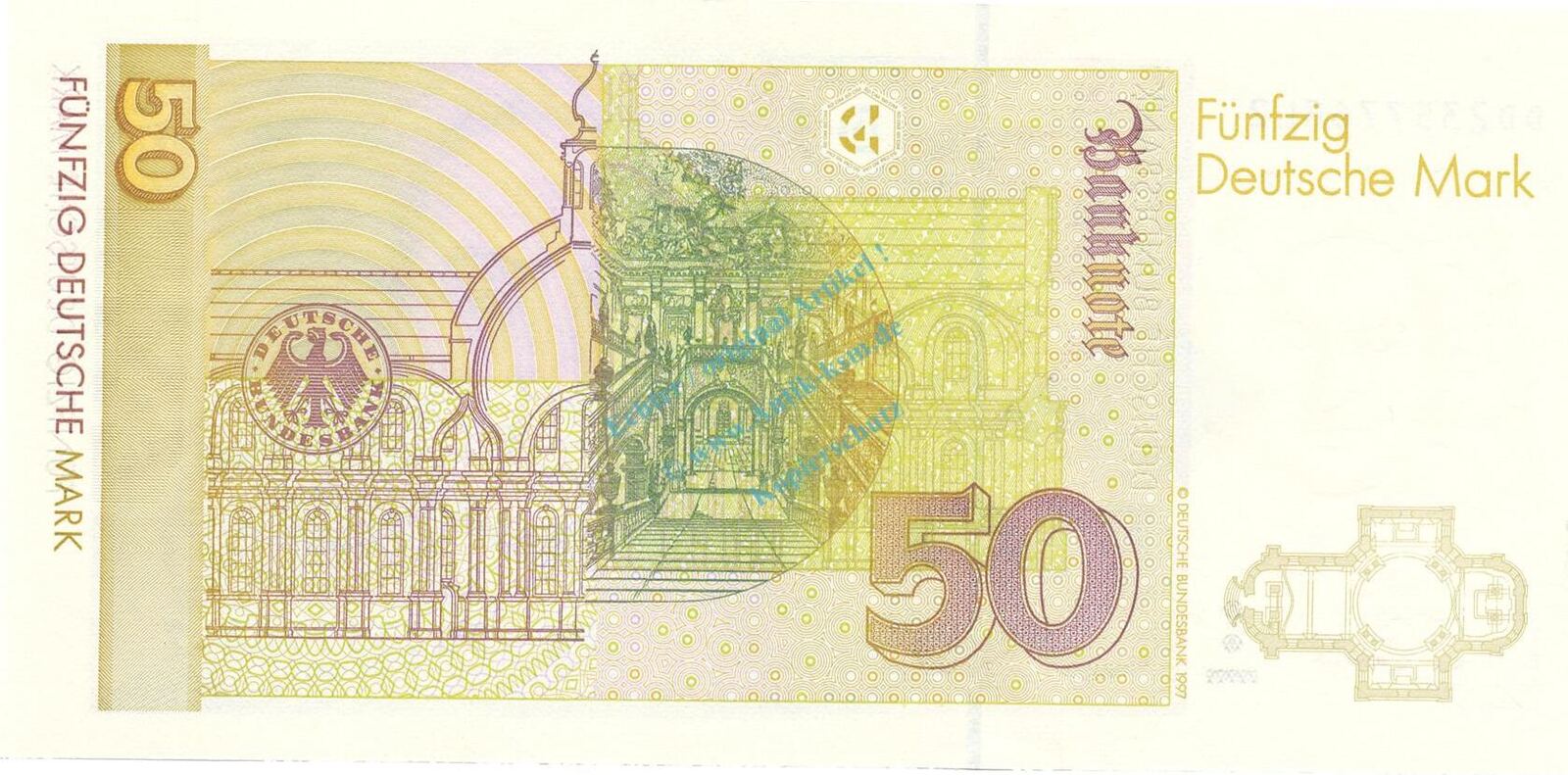 50 Mk. 50 D-Mark Schein unc-kfr 1996 BRD-53, Ros.309, P.45, Deutsche ...