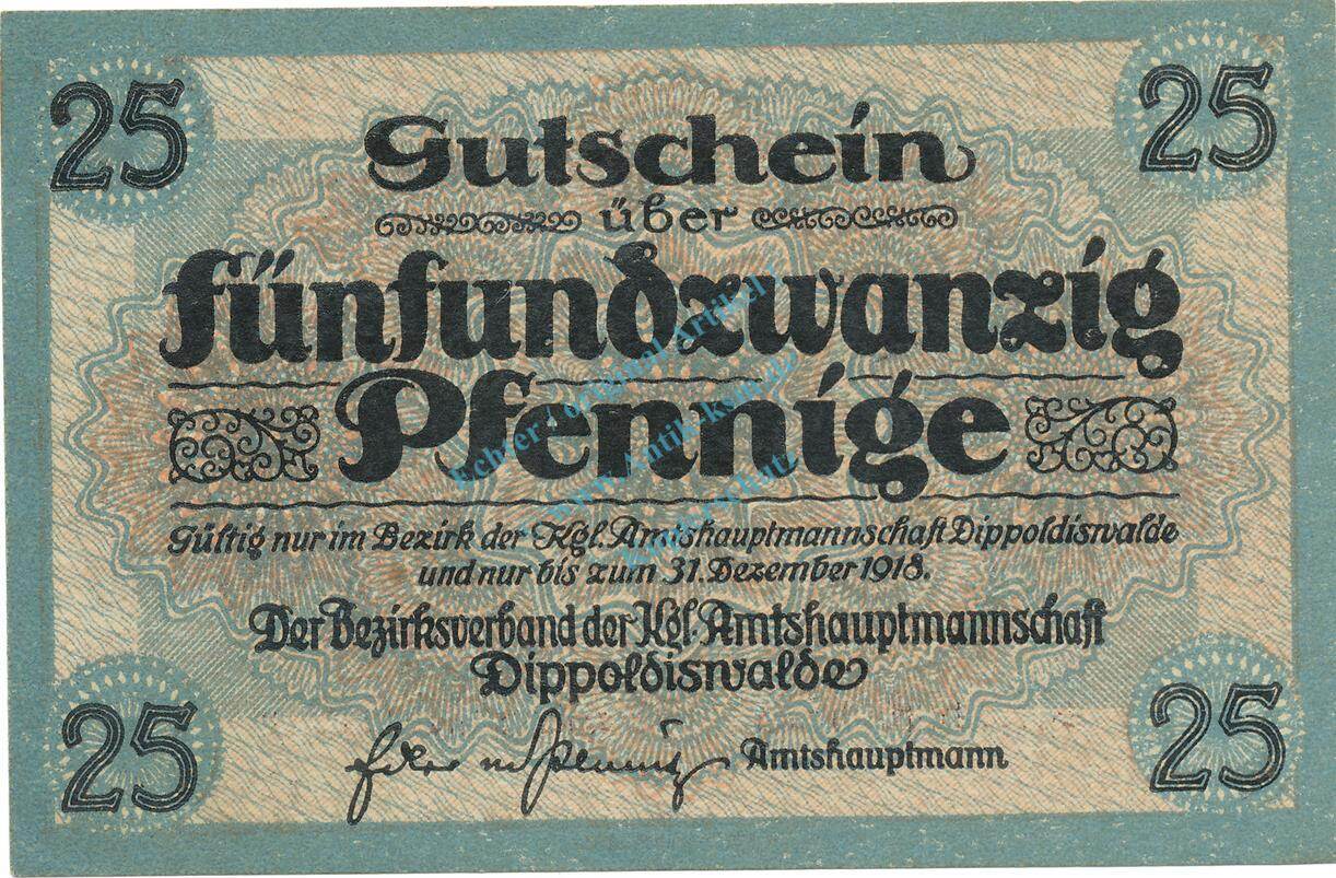 Kleingeld 1914-1922 DE 25 Pf. o.D. (1918) Dippoldiswalde, Notgeld 25 ...
