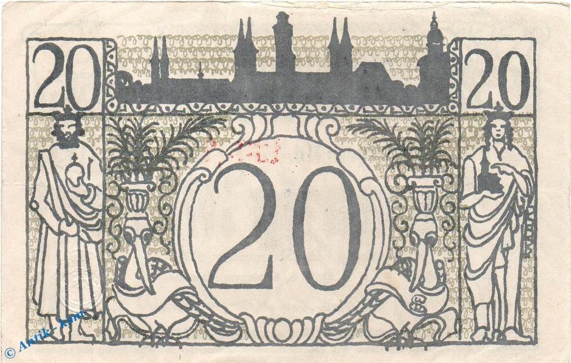 Notgeld Bamberg, 20 Mark Schein in gbr. E, Geiger 028.02.b, 1918 ...