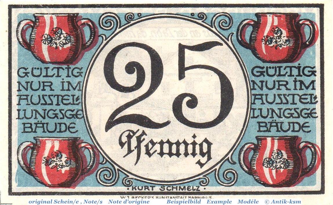 Seriennotgeld Deutschland 1921 Notgeldausstellung Marburg, 25 Pfennig ...