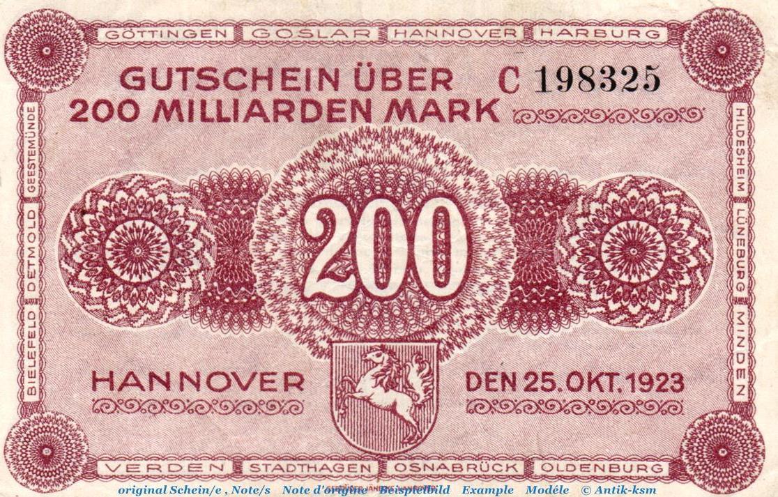Gro notgeld Inflation 200 Milliarden Mark C 1923 Banknote Ver gro-notgeld-inflation-200-milliarden-mark-c-1923-banknote-ver