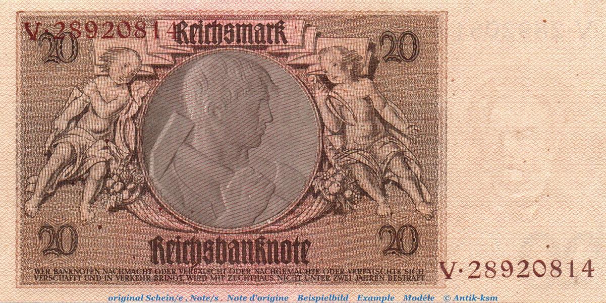 Weimarer Republik 20 Mark, Fehldruck ?? Reichsbanknote, 20 Mark Schein ...