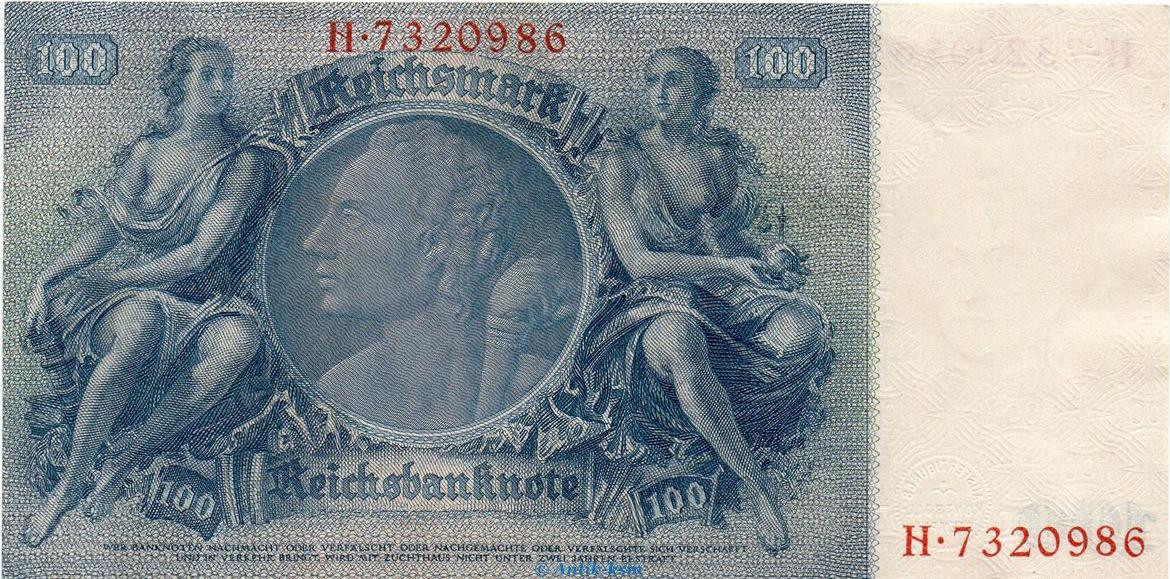 Drittes Reich 100 Mark Schein, F-H Reichsbanknote, 100 Mark Schein F-H ...