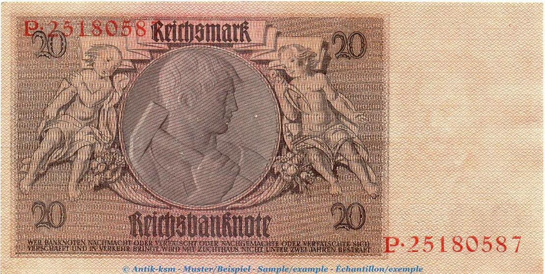 Weimarer Republik - Reichsbank 20 Mark Schein Z, L bis P 1929 ...