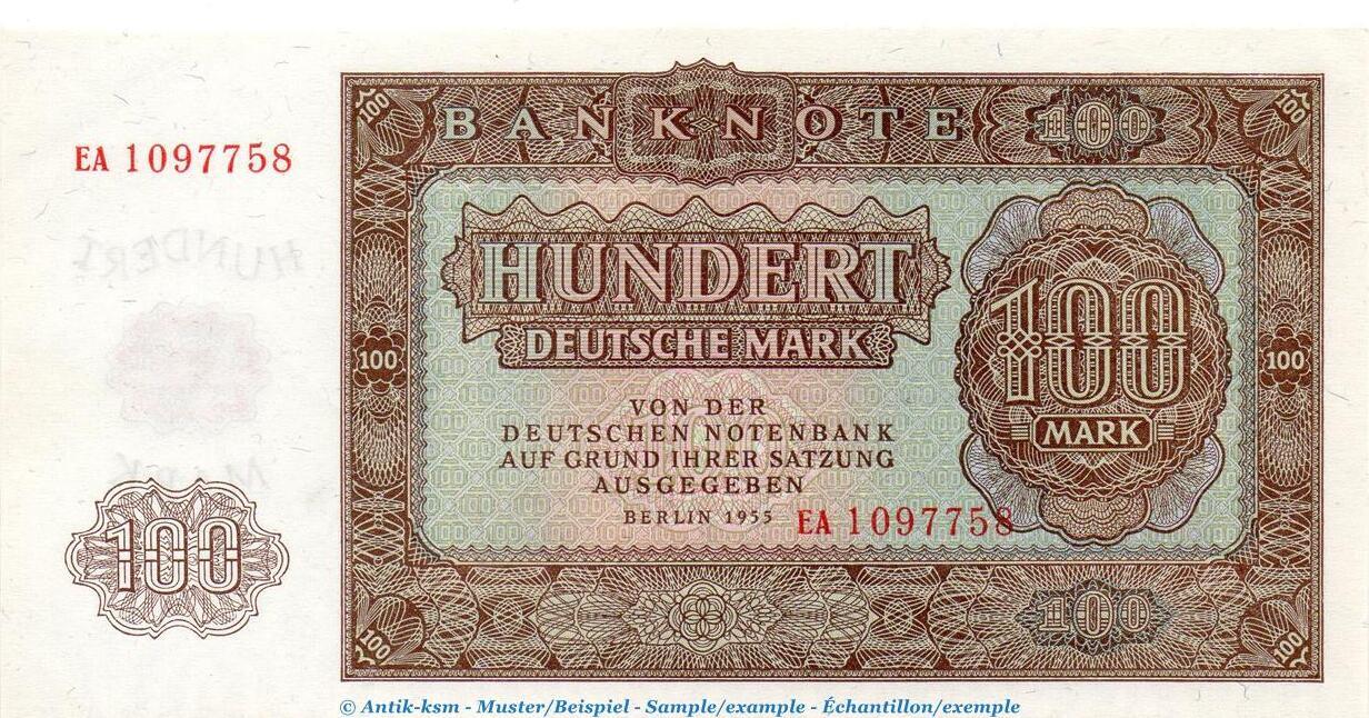 Deutsche Notenbank DDR Banknote, 100 Mark Schein in kfr. DDR-15, Ros ...